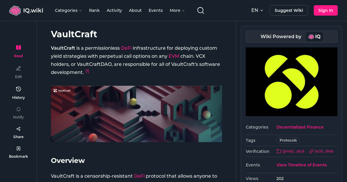 VaultCraft - Decentralized Finance | IQ.wiki