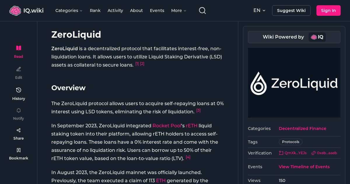 ZeroLiquid - Decentralized Finance | IQ.wiki