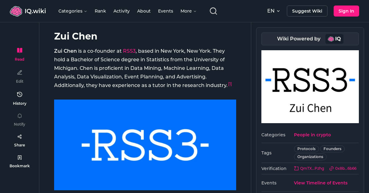 Zui Chen - People in crypto | IQ.wiki